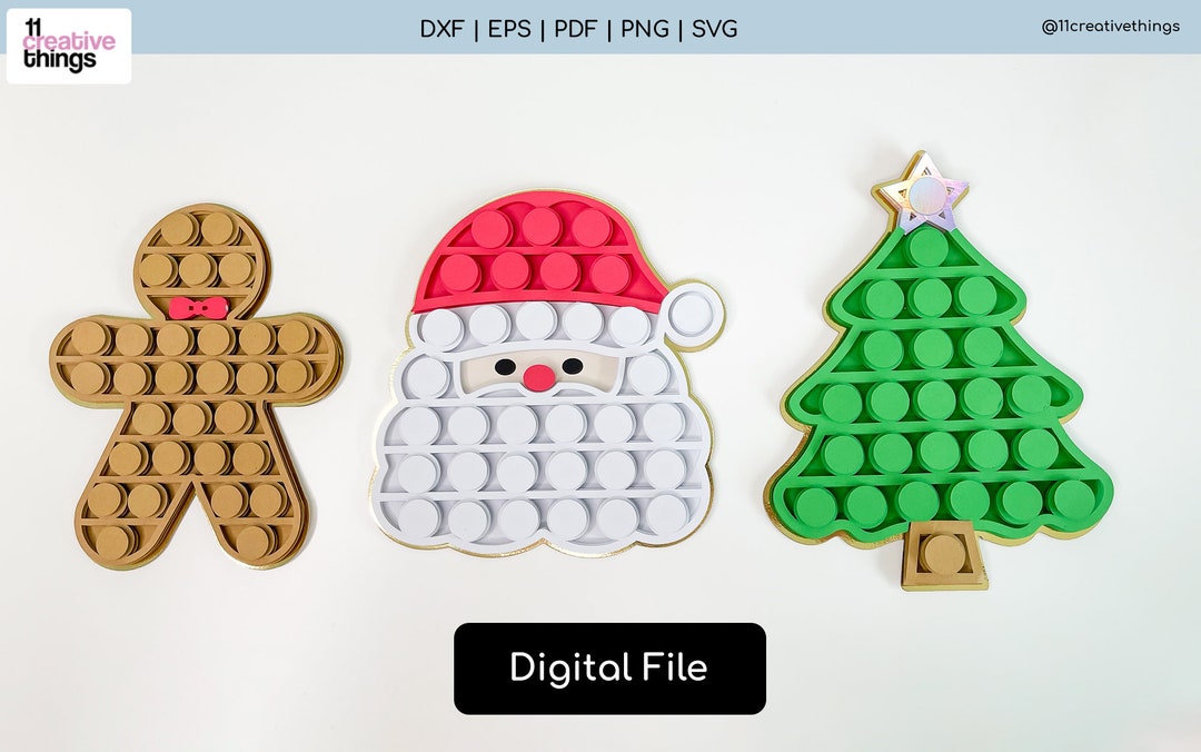 Christmas Pop Fidget SVG Digital File - Pop Fidget SVG - Cake Topper ...