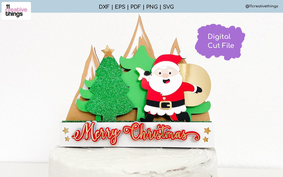 Christmas Cake Topper SVG - Santa Claus Cake Topper SVG - Layered ...