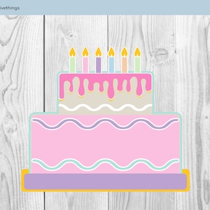 Layered Birthday Cake Topper SVG Cut File - Birthday Party Decoration ...