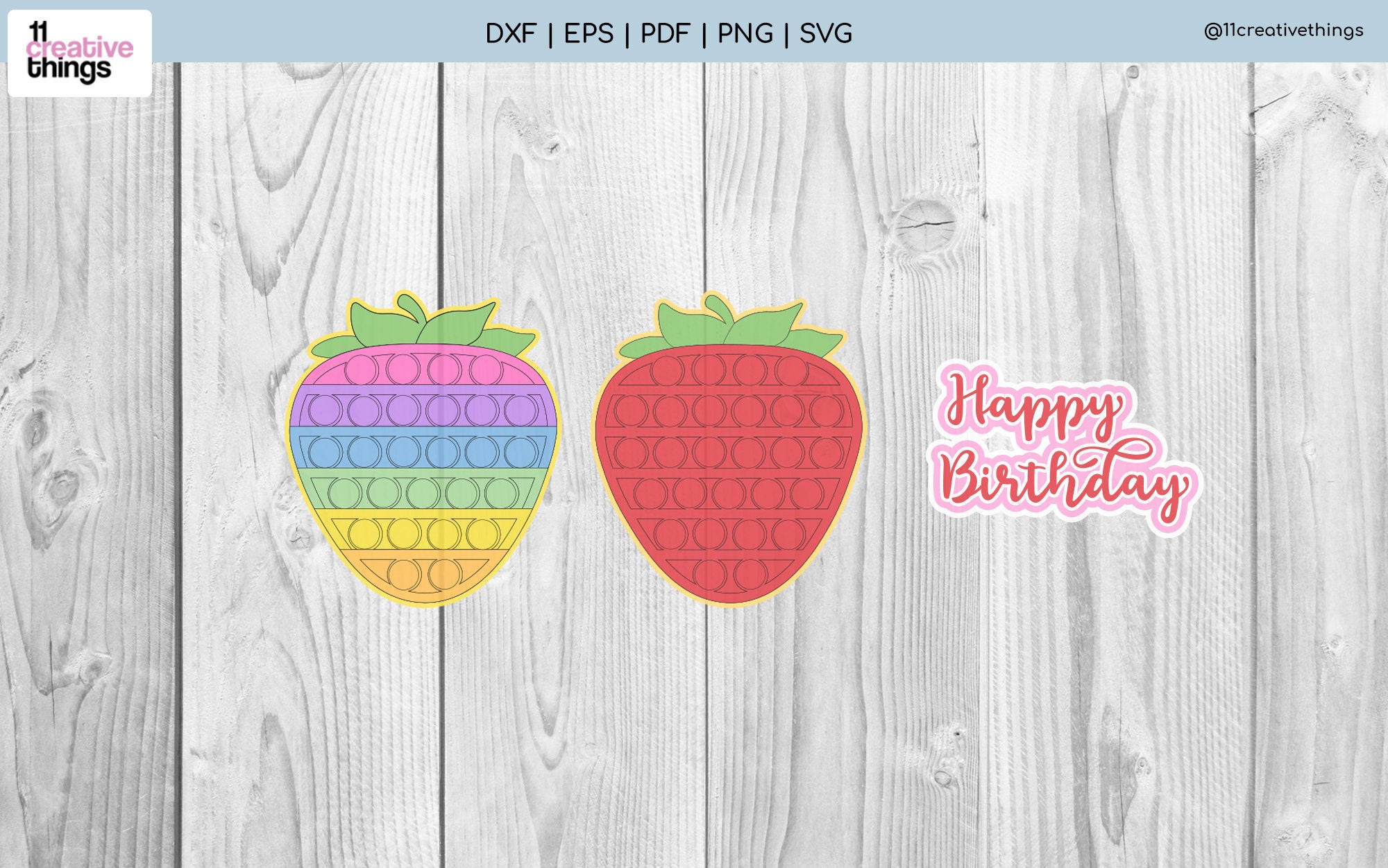 Strawberry Pop Fidget Cake Topper SVG - Strawberry Pop Fidget SVG ...