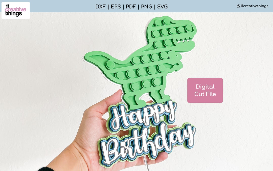 Dinosaur Pop Fidget Topper SVG - Pop Party SVG - Cake Topper Svg ...