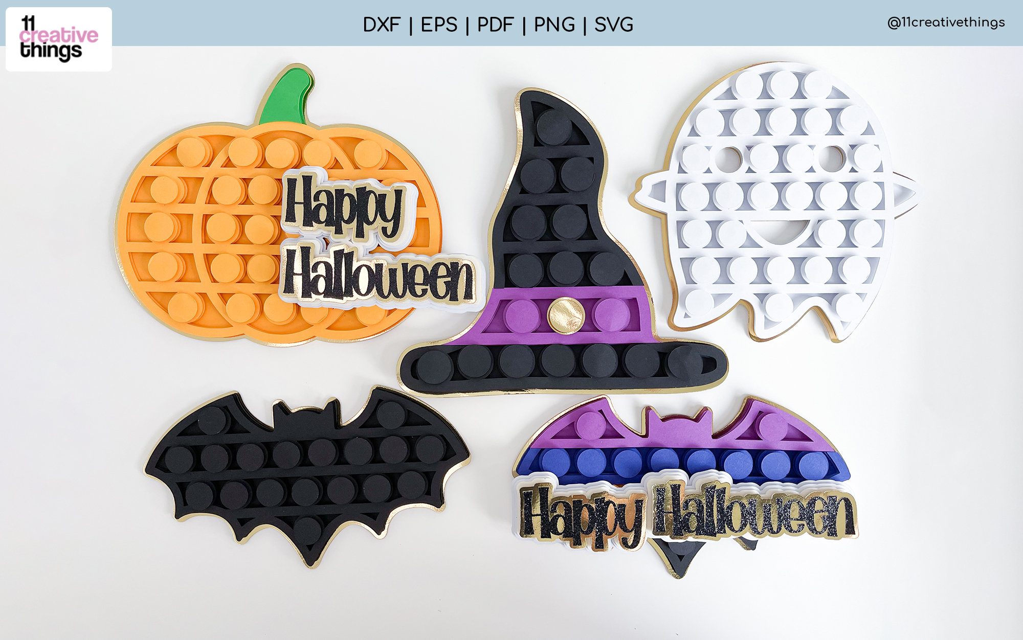 Scrapbooking Witch Hat Pop It SVG Ghost Pop It Svg Pumpkin Pop It Svg ...