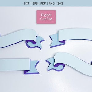 Layered Ribbon Banner Template for Cake Topper, Paper Crafts (digital ...