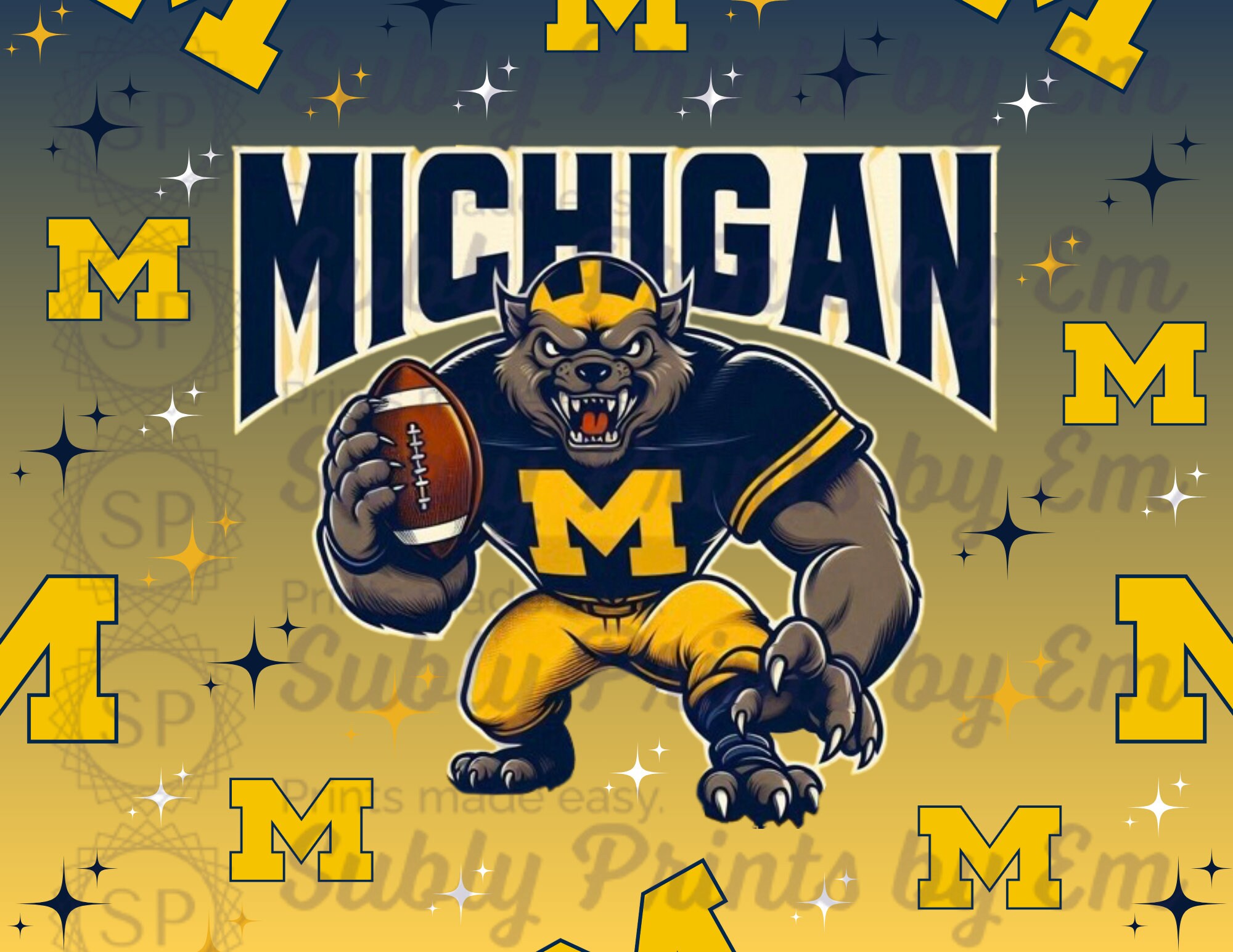 U of M Michigan Wolverines Design for 20oz Tumbler, Digital Download ...