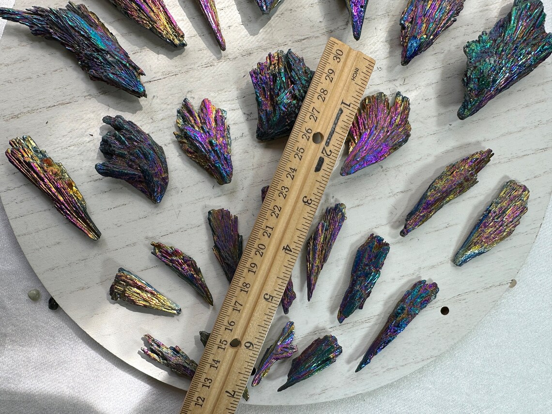 Aura Titanium Kyanite | Flame Aura Black Kyanite | Witch Broom Crystal ...