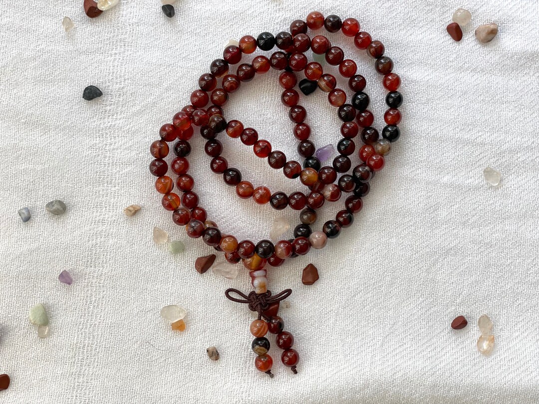 Carnelian Prayer Bead Collar & Wrist Mala | Natural Gemstone Rosary - Etsy