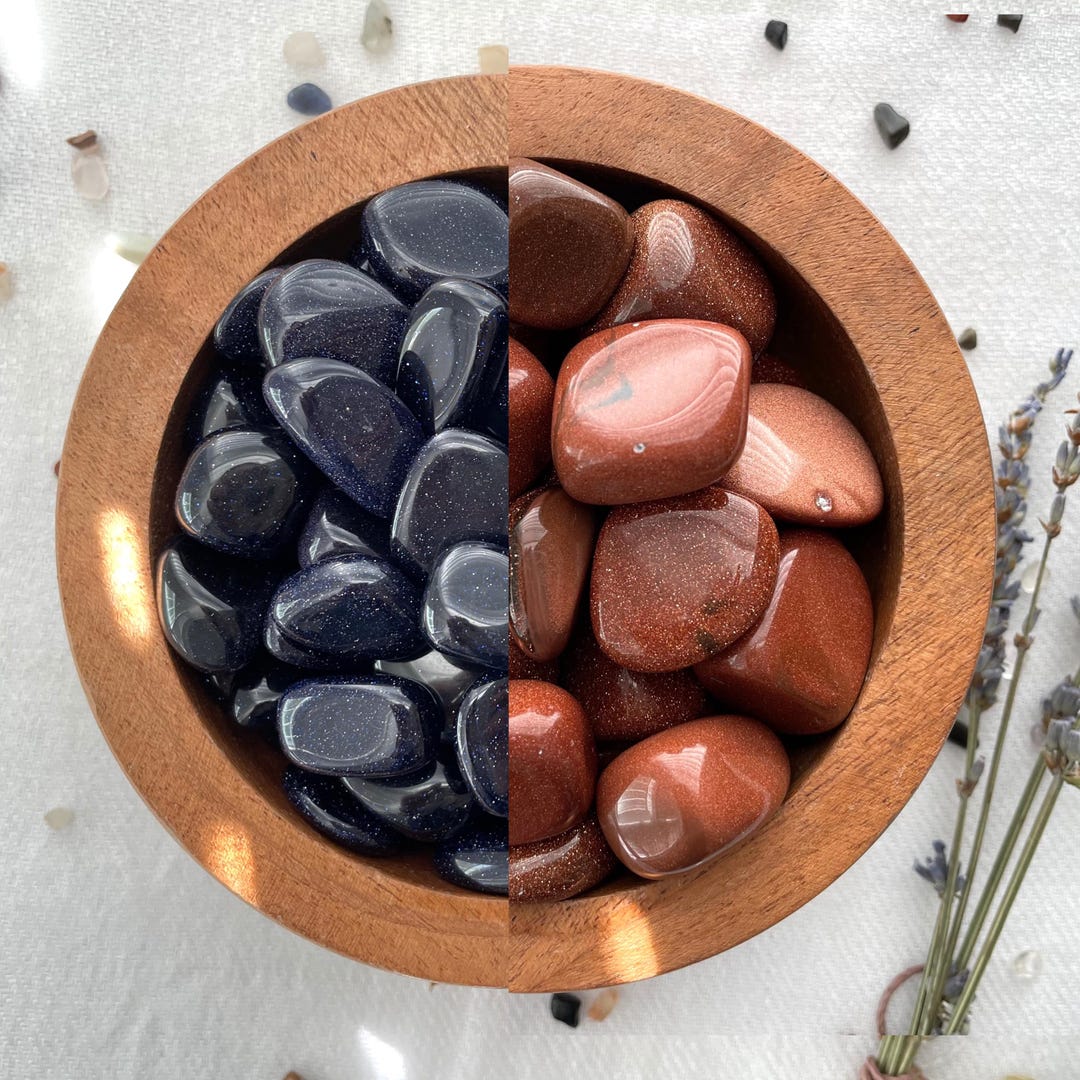 Goldstone Tumbled Crystal, Red or Blue - Etsy