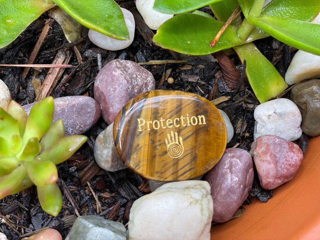 Tiger's Eye Engraved Palm Stone | Protection Crystal Palm Stone - Etsy