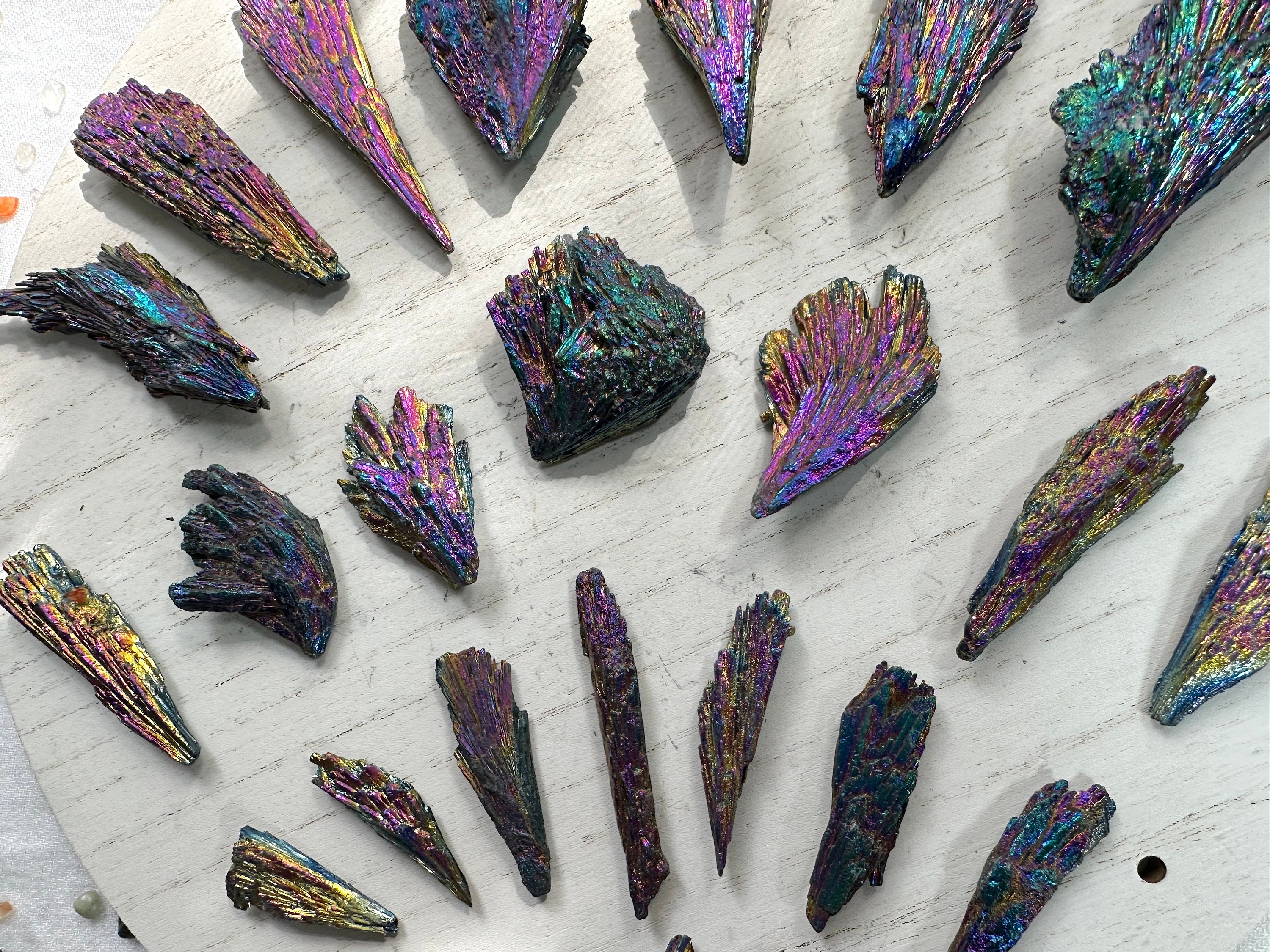 Aura Titanium Kyanite | Flame Aura Black Kyanite | Witch Broom Crystal ...