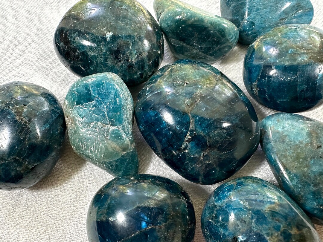 Extra Large Tumbled Blue Apatite Large Apatite Palm Stone - Etsy