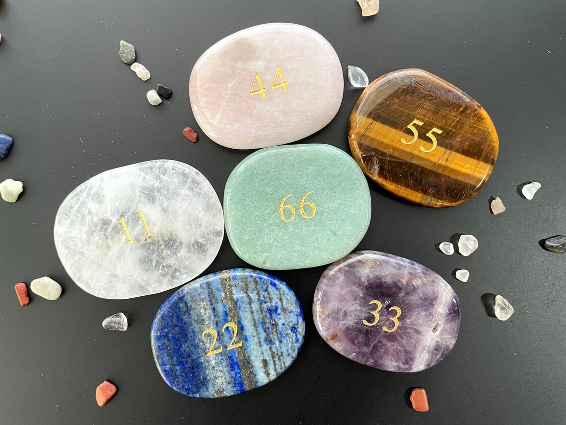 Master Numbers 6-palm Stone Set | Engraved Gemstone Set - Etsy