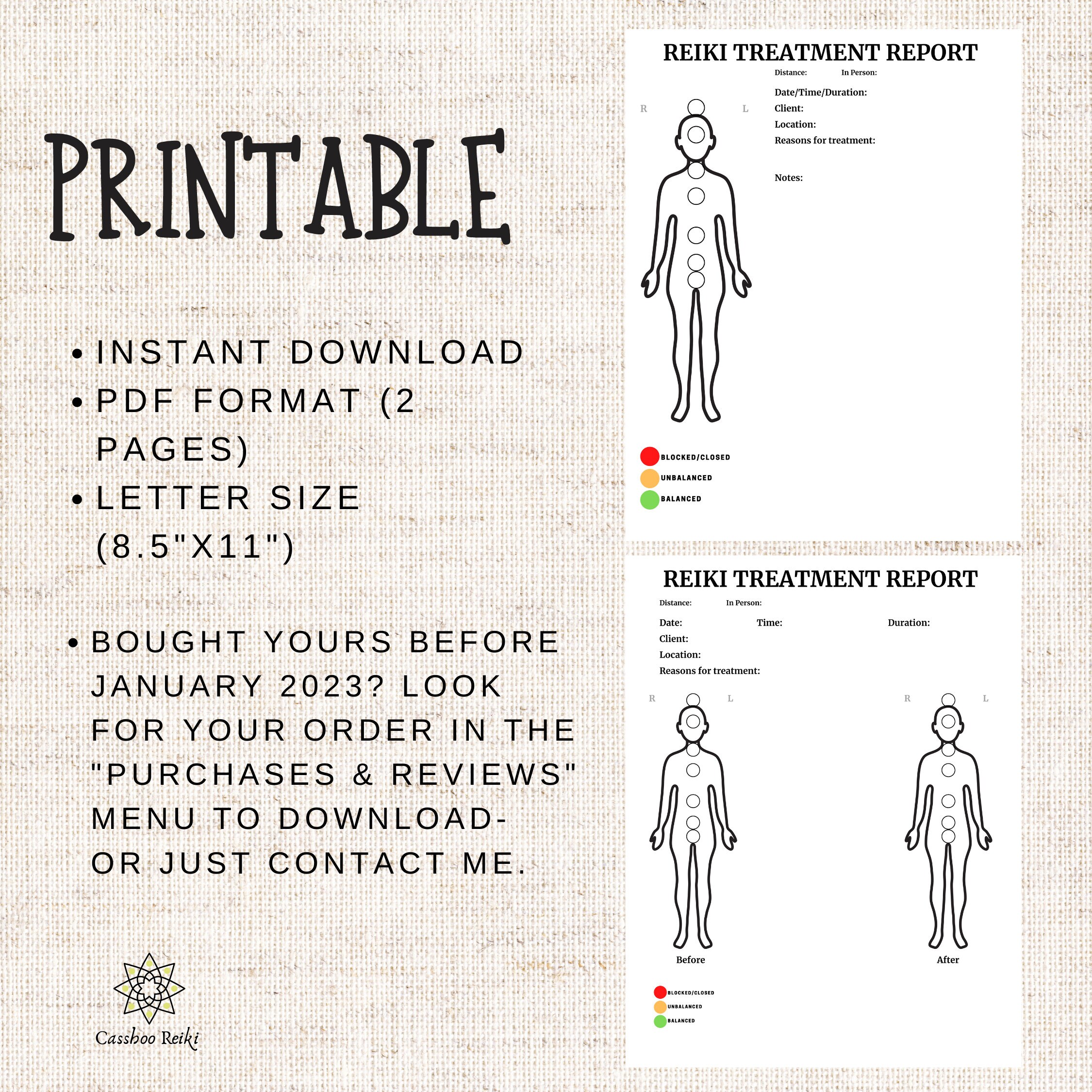 Reiki Session Template. 2 Designs. Digital Download - Etsy