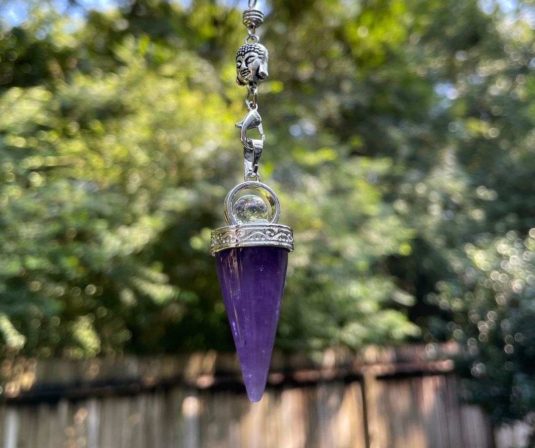 Buddha OM Amethyst Chakra Pendulum and Mini Bowl Set. Gemstone Pendulum for Chakra Healing - Etsy