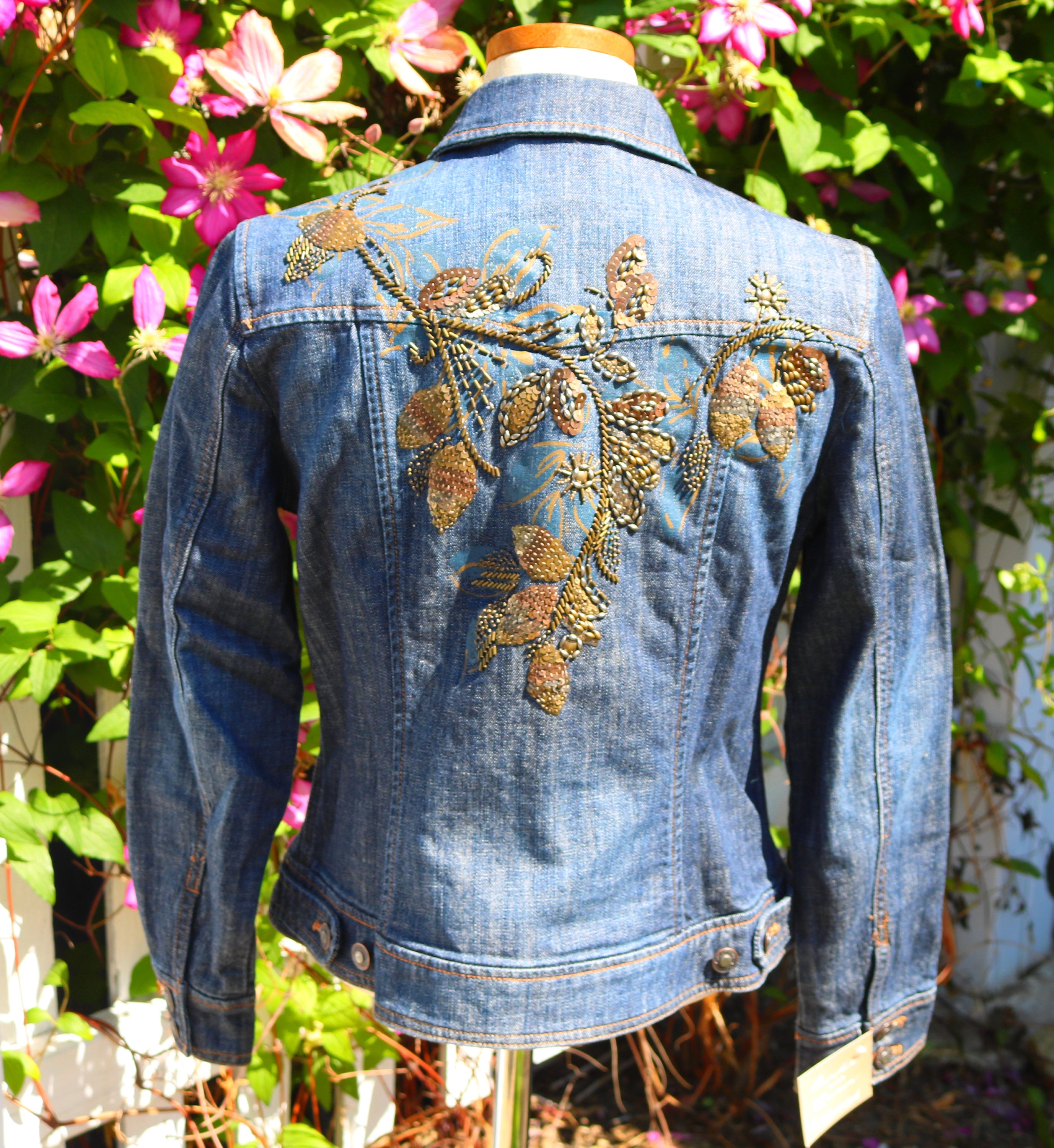 Denim Jacket Hand Painted and Beaded - Etsy