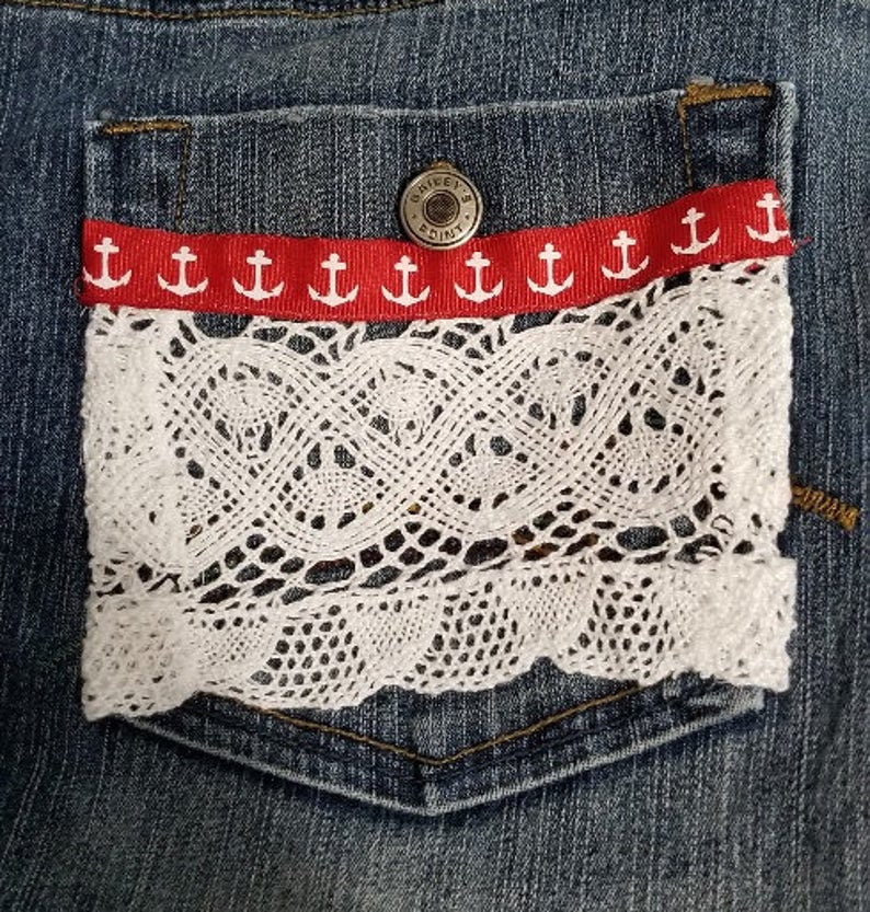 Women's Sailor/patriotic Denim Capris - Etsy