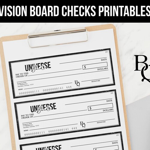 Manifestation Checks Vision Board Checks Law of Attraction - Etsy