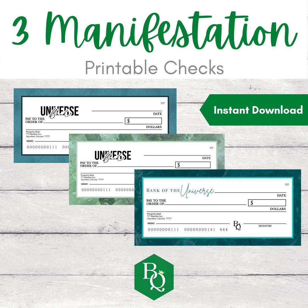 Manifestation Checks, Law of Attraction Checks, Law of Abundance Checks ...