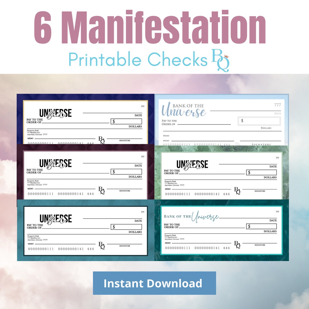 6 Manifestation Checks, Law of Attraction Checks, Law of Abundance ...