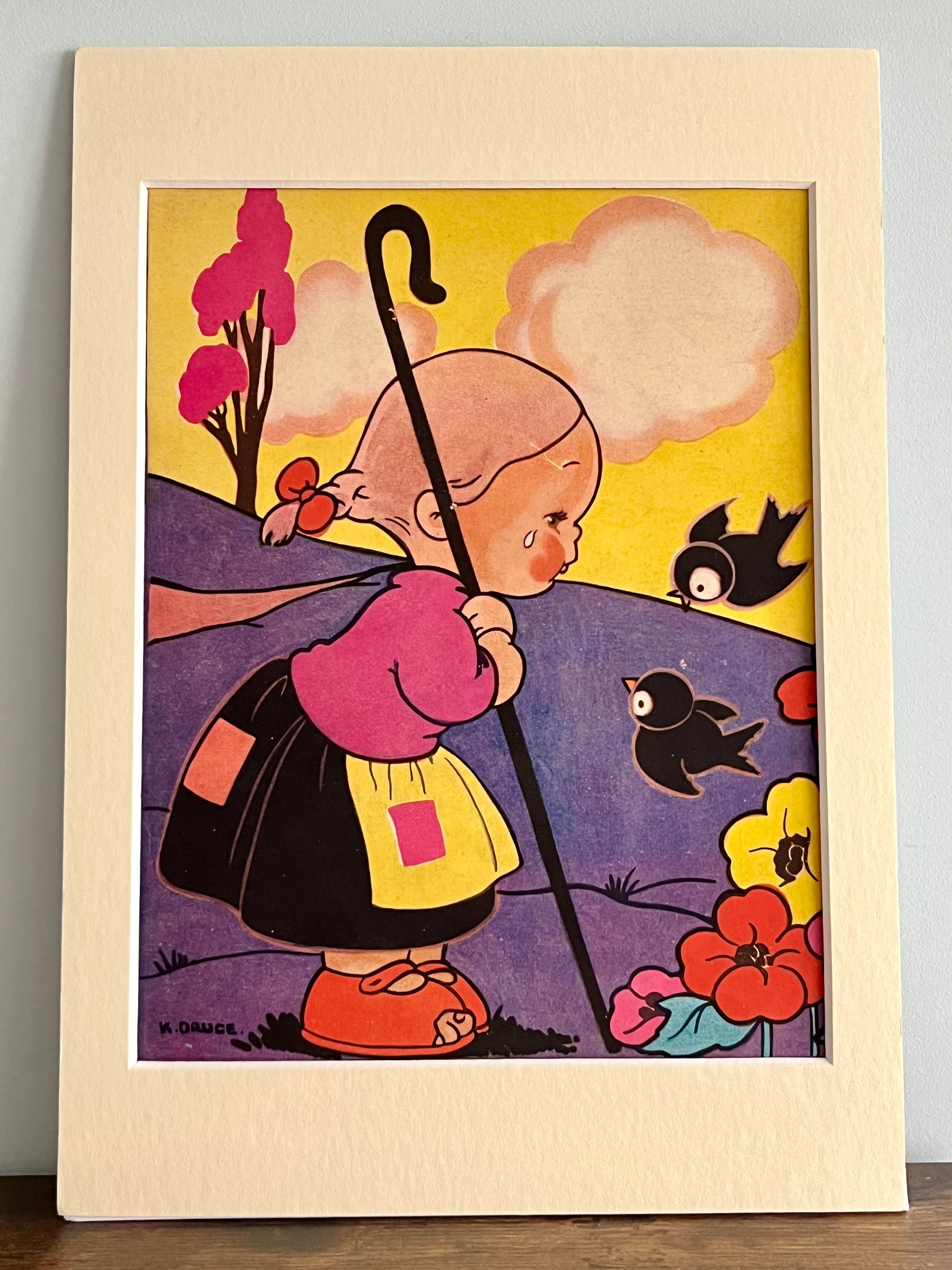 Vintage Children's Book Plate Illustration Print Kay Druce Mary Had a ...