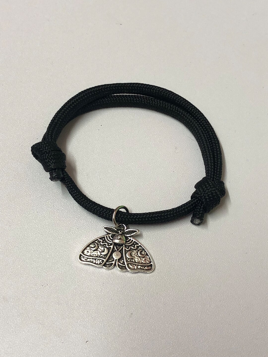 Paracord Adjustable Bracelet With Luna Moth Pendant, Minimalist Rope ...