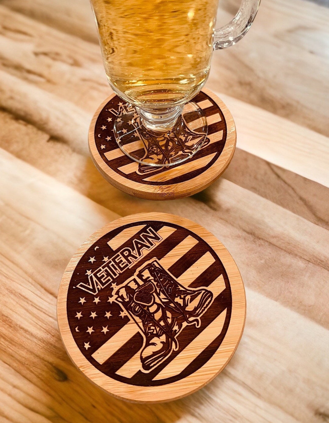 Patriotic Coaster | Bamboo Coaster | Personalized Coaster | Custom Logo ...