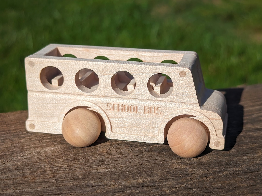 Handmade Maple Wood School Bus Toy: Montessori Toddler Vehicle - Etsy