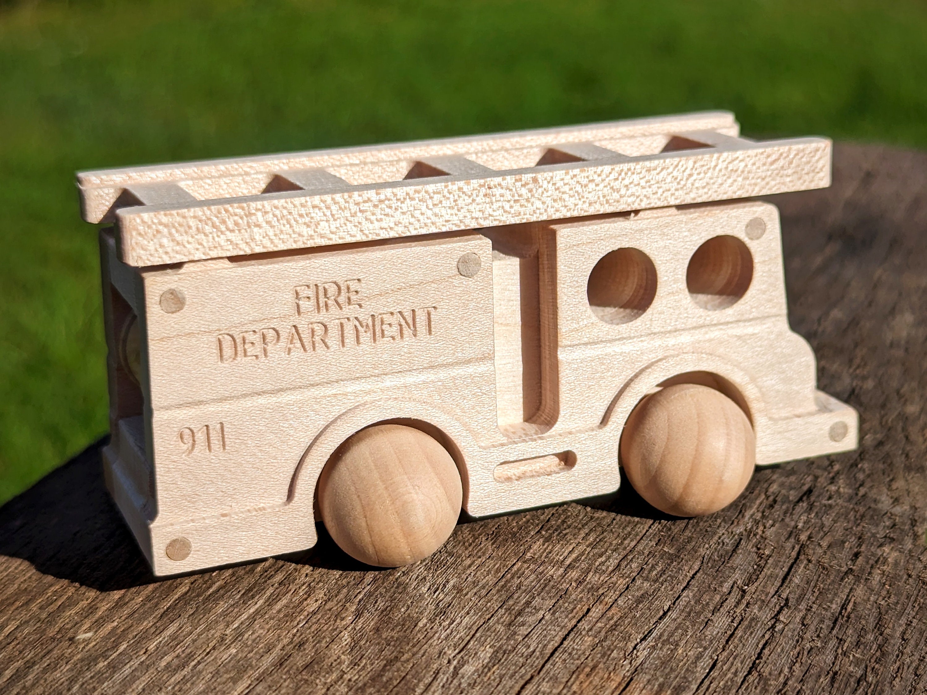 Handmade Maple Wood Fire Truck Toy - Montessori Toddler Vehicle - Etsy