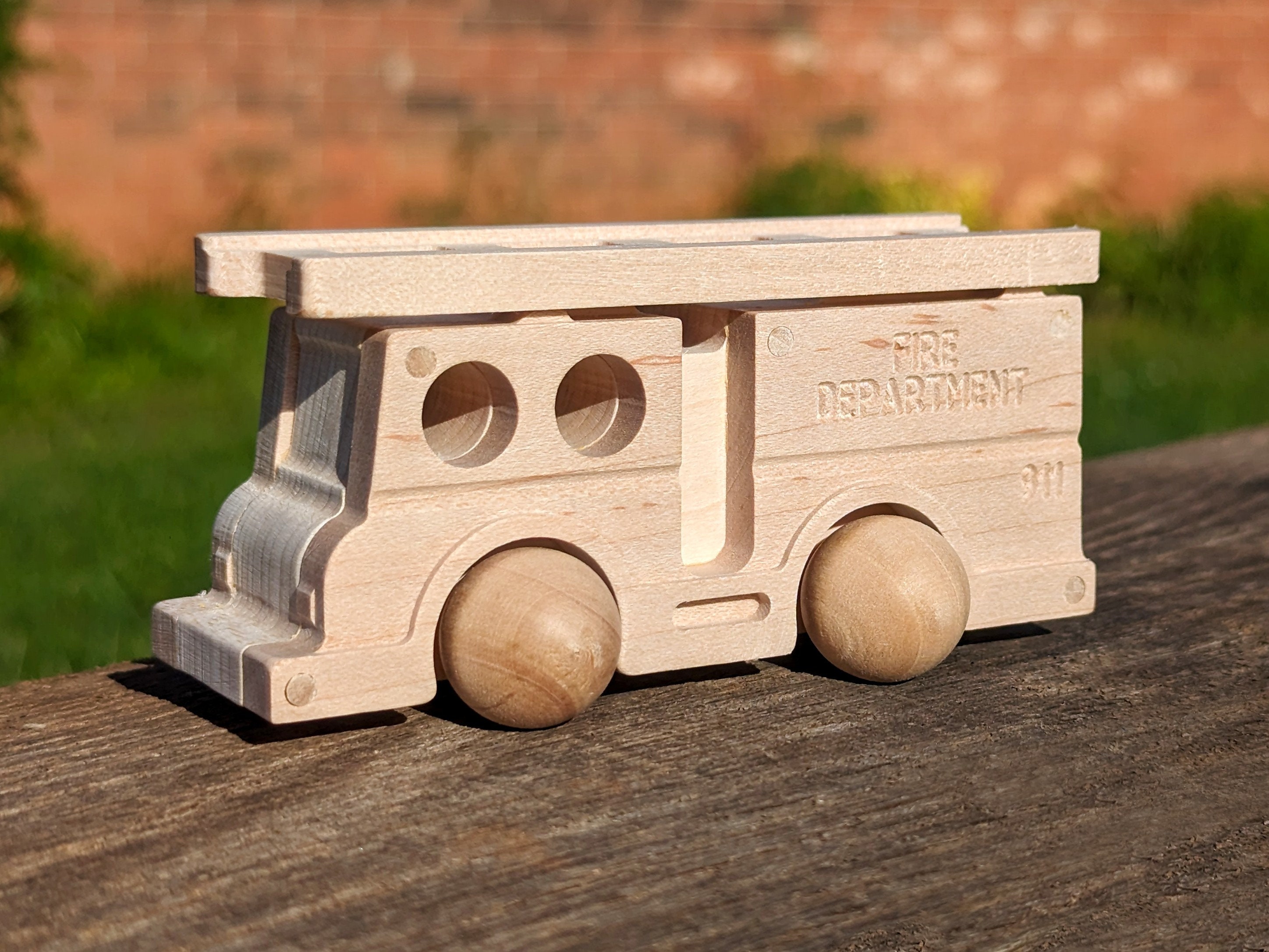 Handmade Maple Wood Fire Truck Toy - Montessori Toddler Vehicle - Etsy