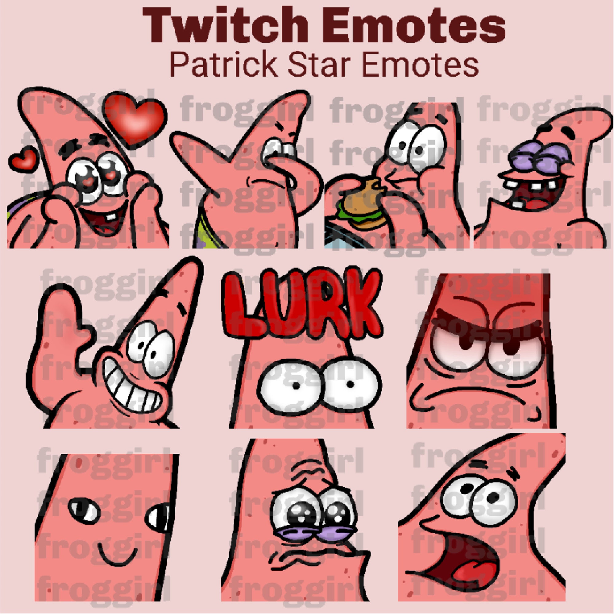 Spongebob Patrick Star Emote Pack | 10 Twitch Emotes - Etsy