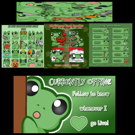 Cute Frog Twitch Stream Package 24 Emotes 20 Sub Badges | Etsy