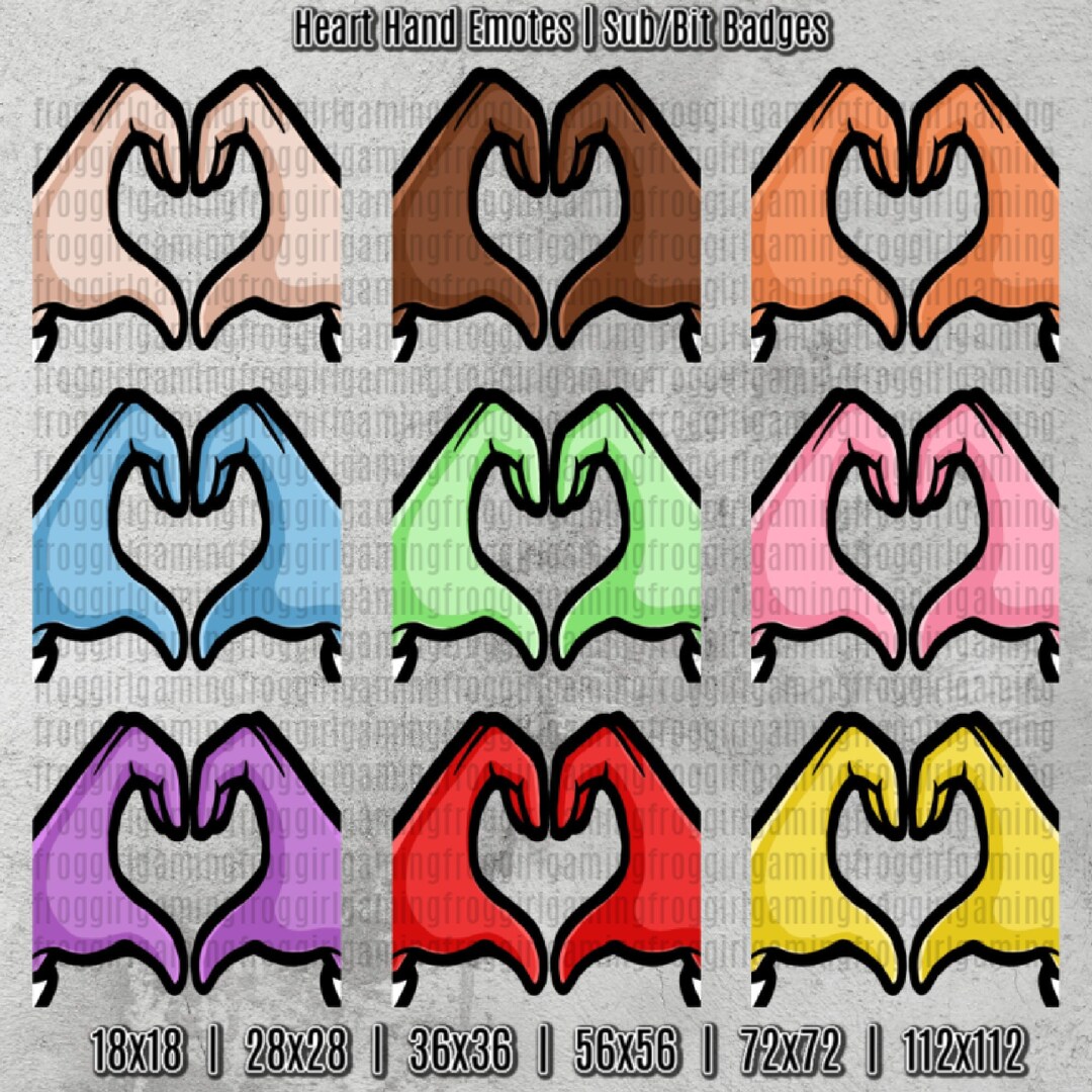 Cute Heart Hand Emotes | Cute Sub/bit Badges | Hand Heart Emote | Cute ...