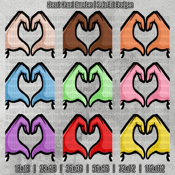 Cute Heart Hand Emotes Cute Sub/bit Badges Hand Heart | Etsy