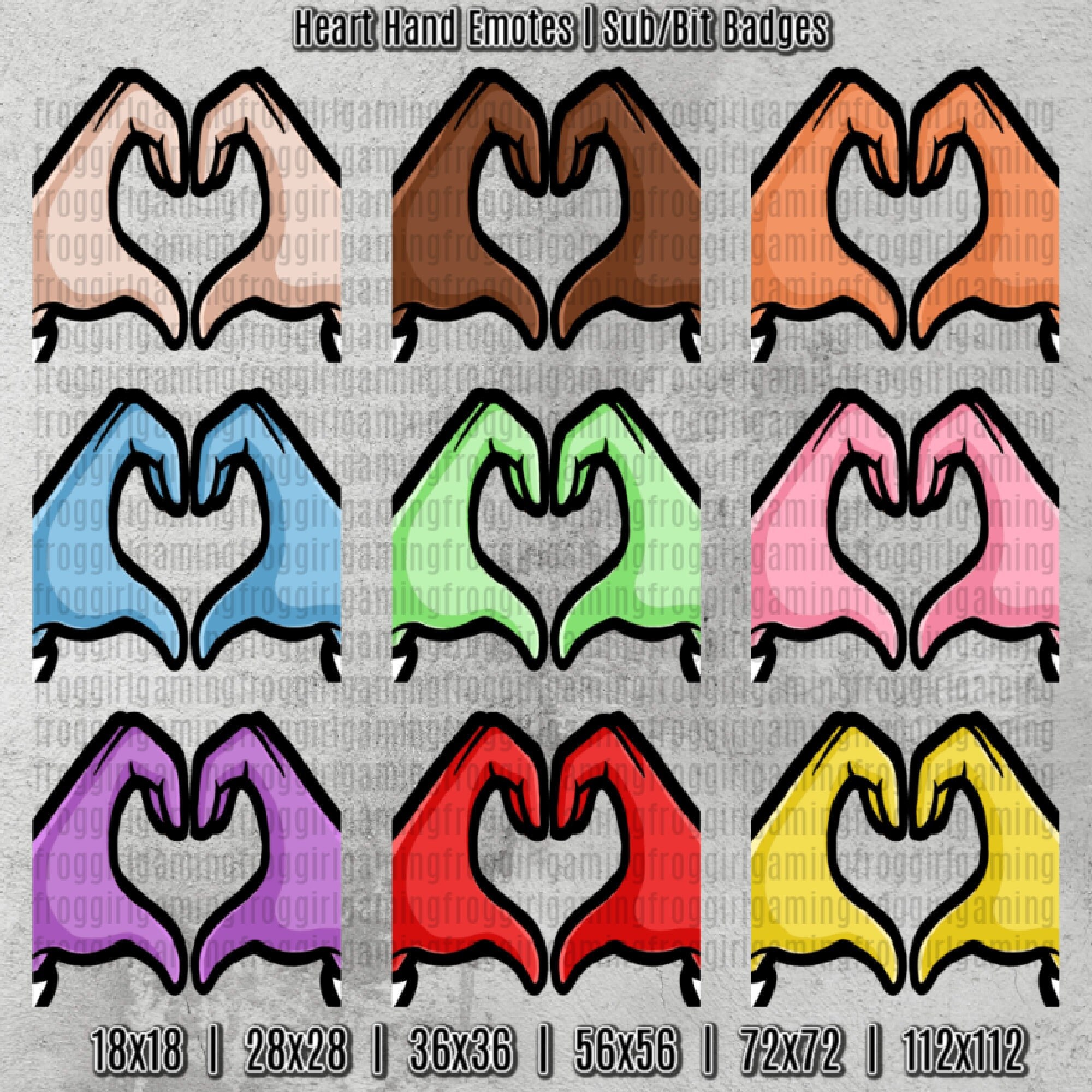 Cute Heart Hand Emotes | Cute Sub/bit Badges | Hand Heart Emote | Cute ...