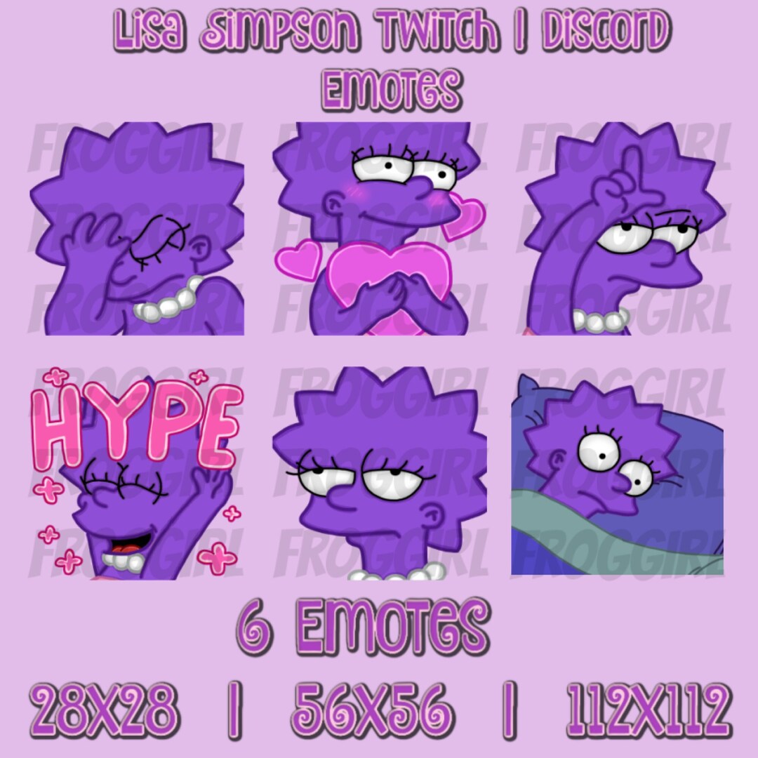 Purple Lisa Simpson Emote Pack | the Simpsons Emotes | Cute Lisa ...
