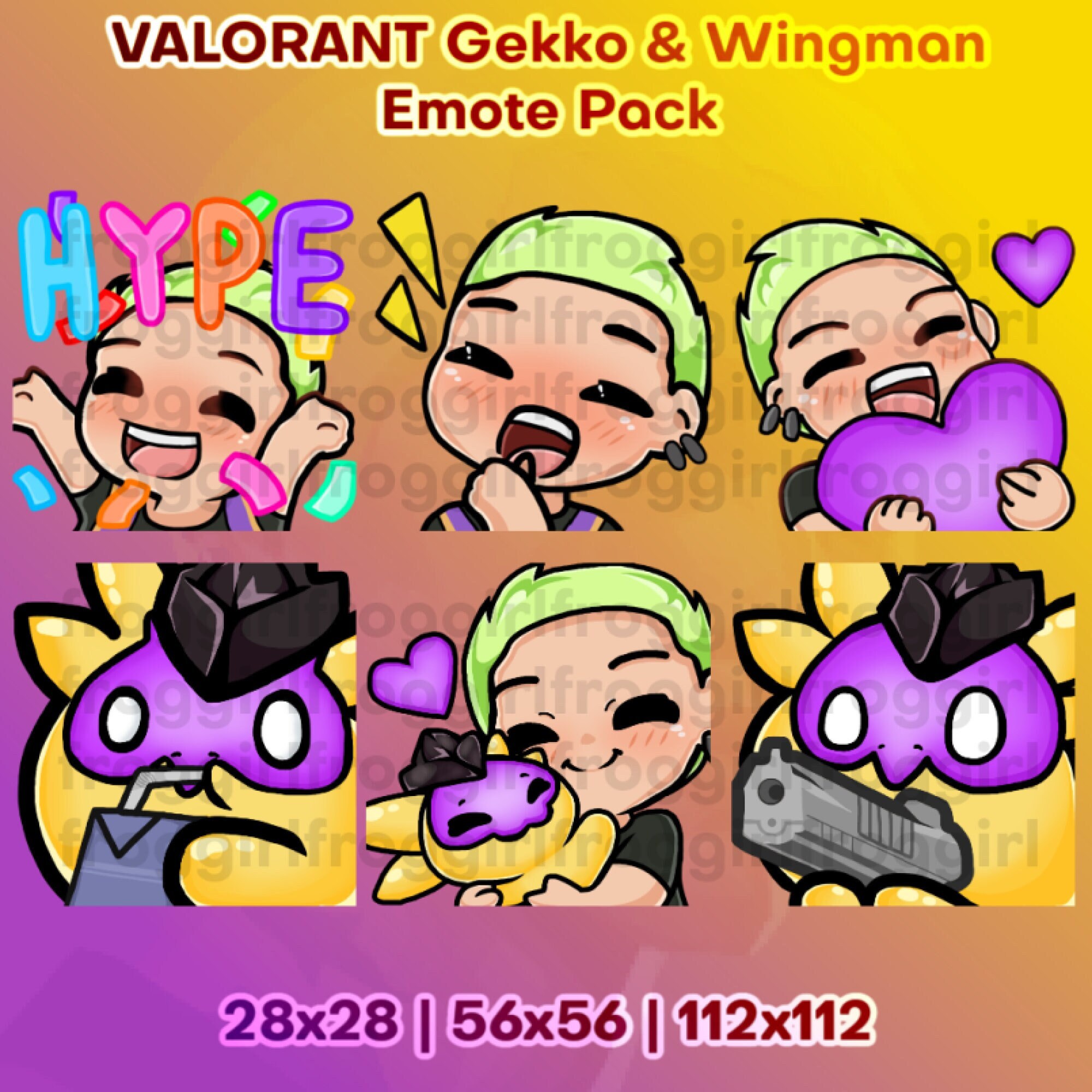 Cute Gekko | Wingman (valorant) Emote Pack | 6 Twitch/discord Emotes - Etsy