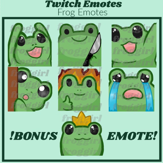 Cute Frog Twitch Emote Pack 6 Emotes 1 Bonus Emote - Etsy