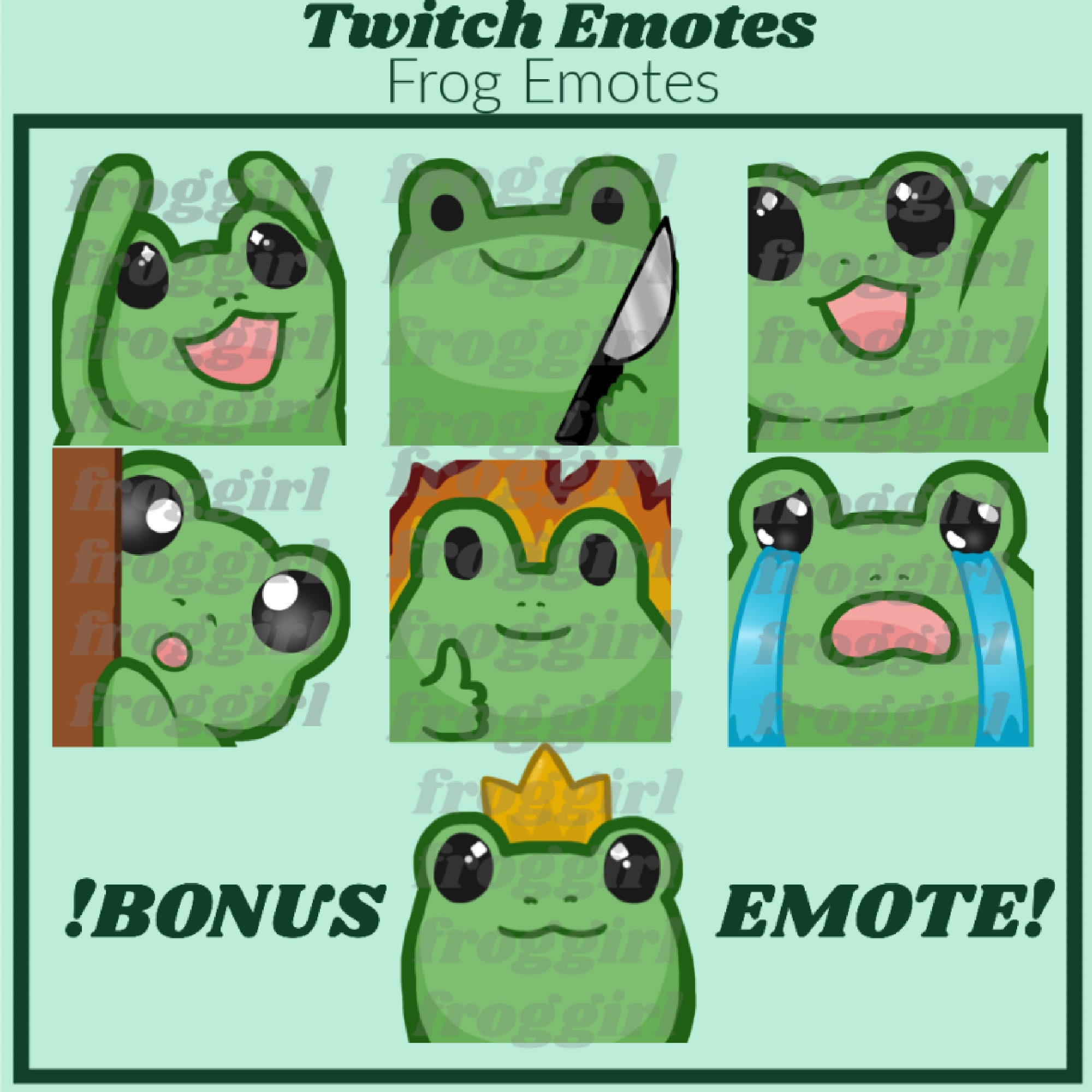 Cute Frog Twitch Emote Pack | 6 Emotes + 1 Bonus Emote! - Etsy