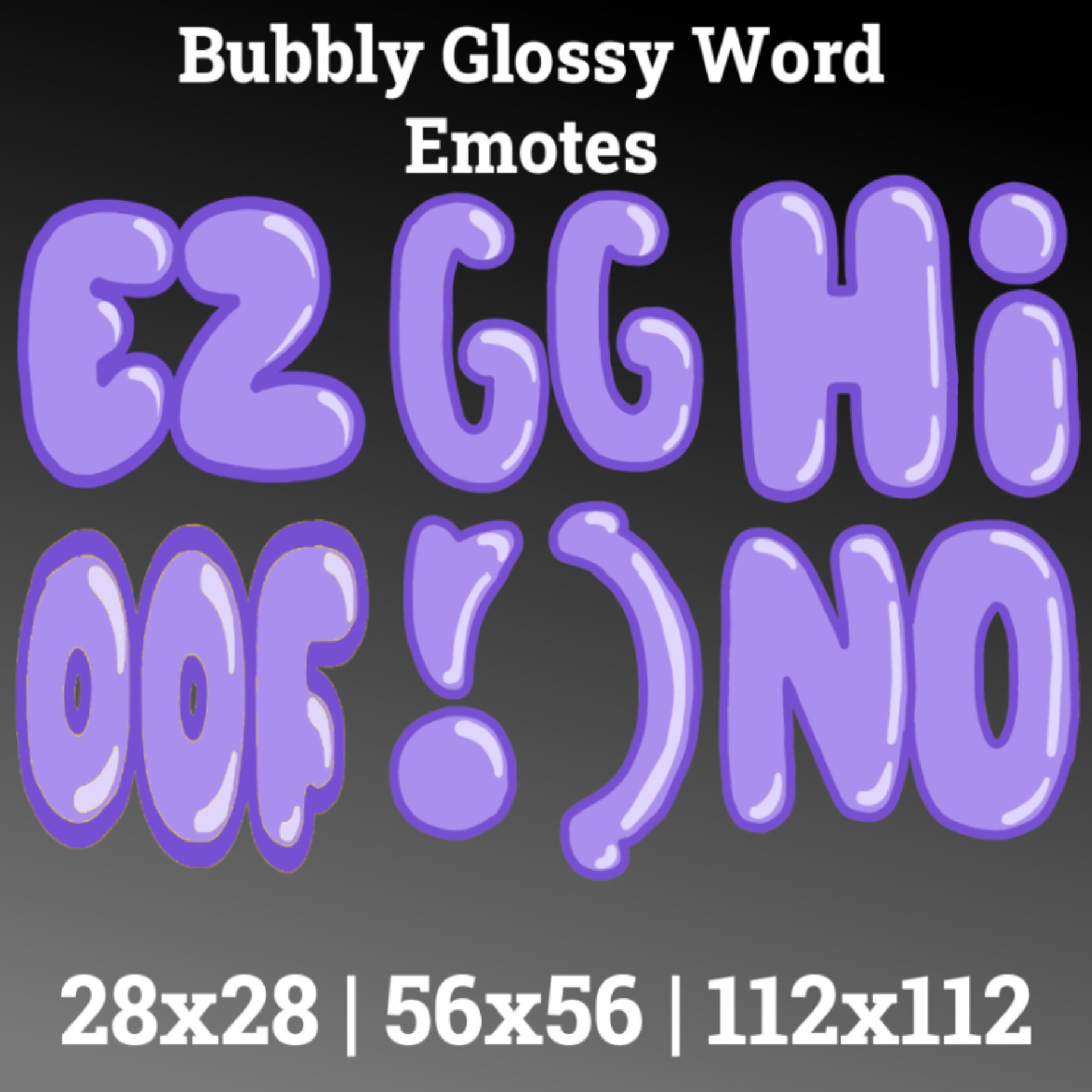 42 Bubble Text Emotes | Glossy | Cute | Twitch Emote | Pink | Purple ...