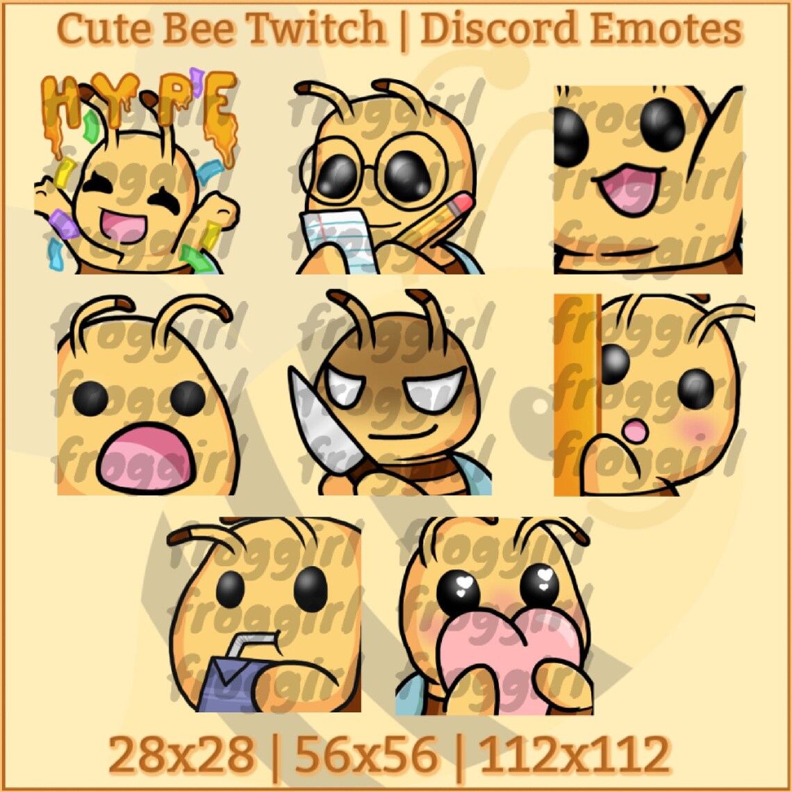 Cute Bee Emotes for Twitch/discord | Cute Twitch Emotes | Bee Emotes ...