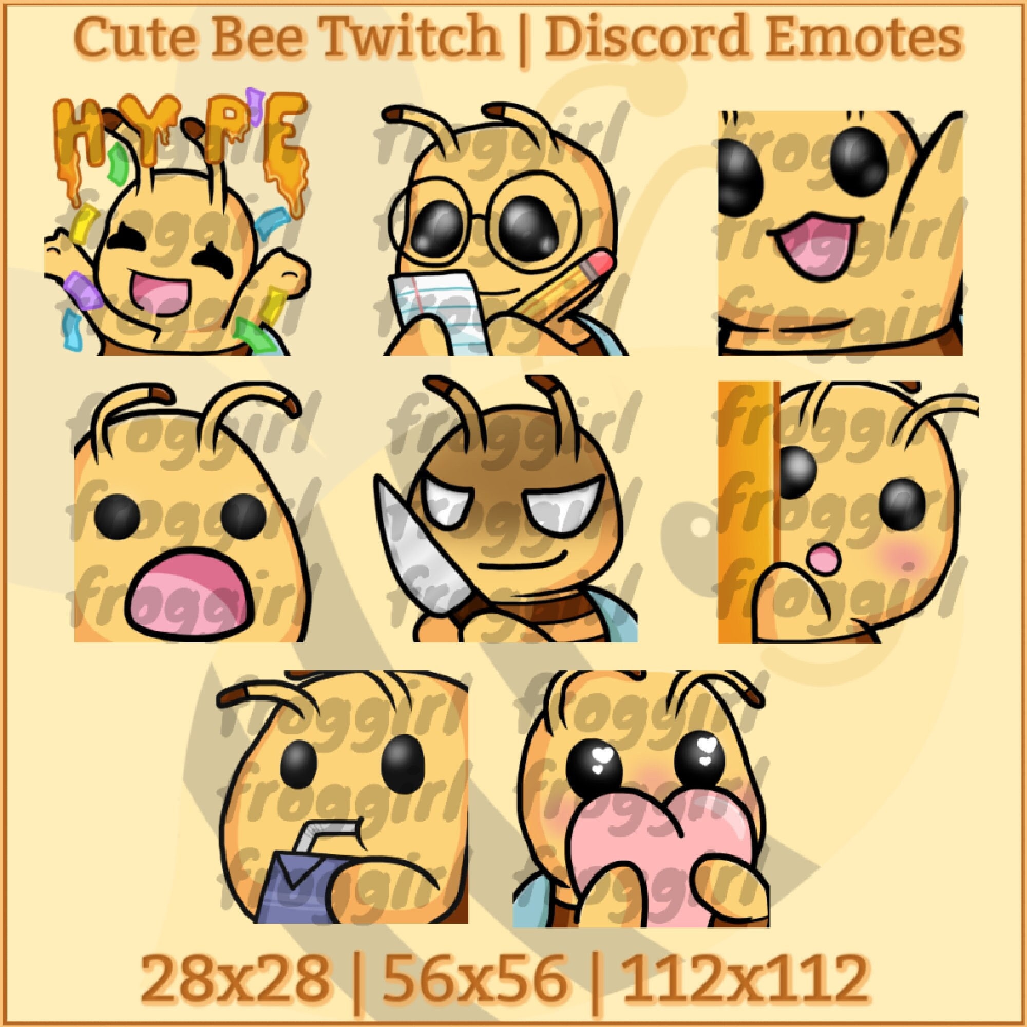 Cute Bee Emotes for Twitch/discord | Cute Twitch Emotes | Bee Emotes ...