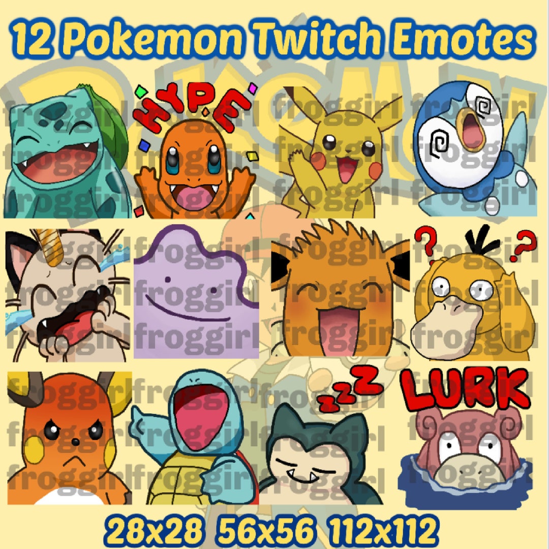 Cute POKEMON Twitch/discord Emote Pack | 12 Emotes - Etsy