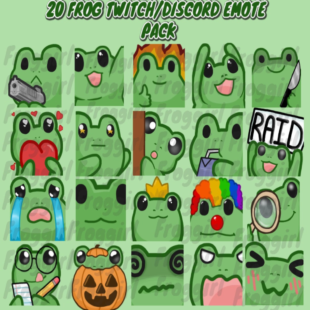 20 Cute Frog Twitch/discord Emote Pack | Frog Emotes | Twitch Emotes ...
