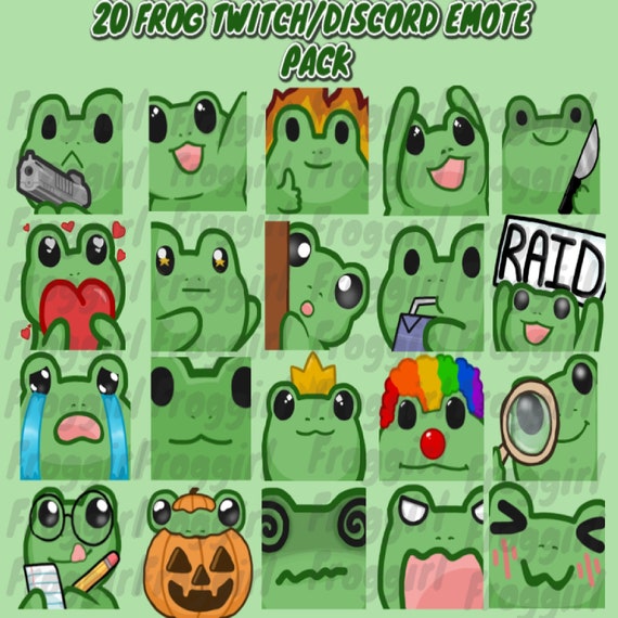 20 Cute Frog Twitch/discord Emote Pack Frog Emotes Twitch | Etsy