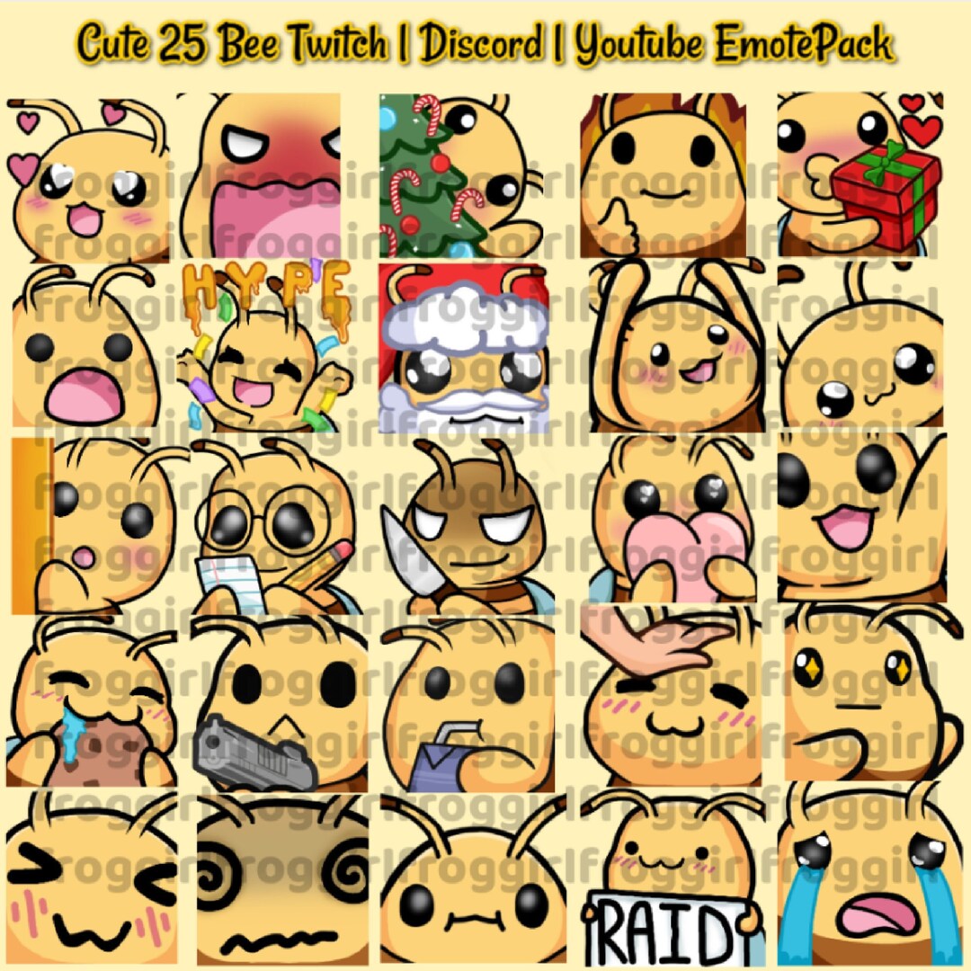 25 Cute Bee Emotes for Twitch/discord | Cute Twitch Emotes | Bee Emotes ...