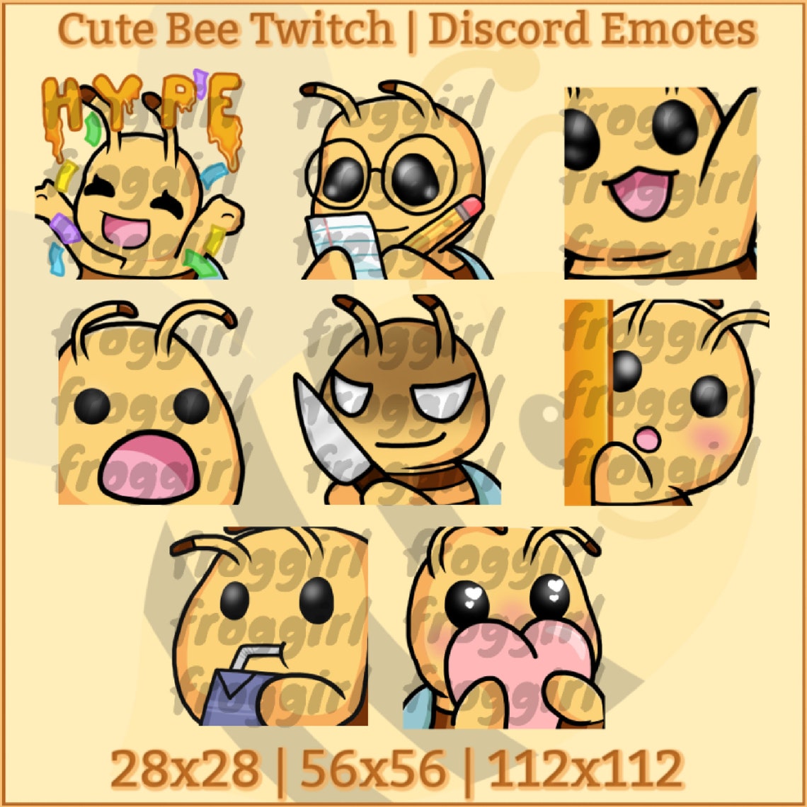 25 Cute Bee Emotes for Twitch/discord | Cute Twitch Emotes | Bee Emotes ...