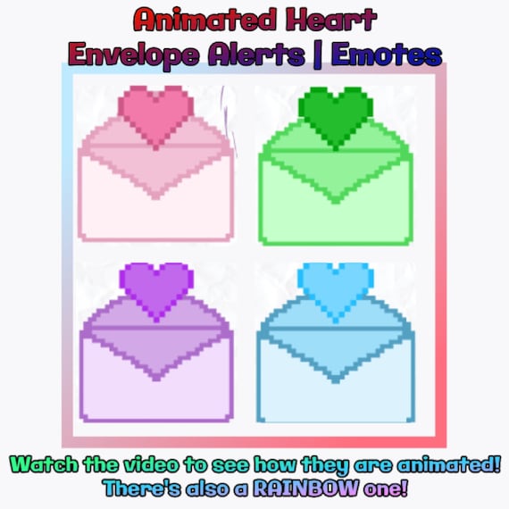 ANIMATED Heart Envelope Twitch Alerts Pixel Alerts - Etsy