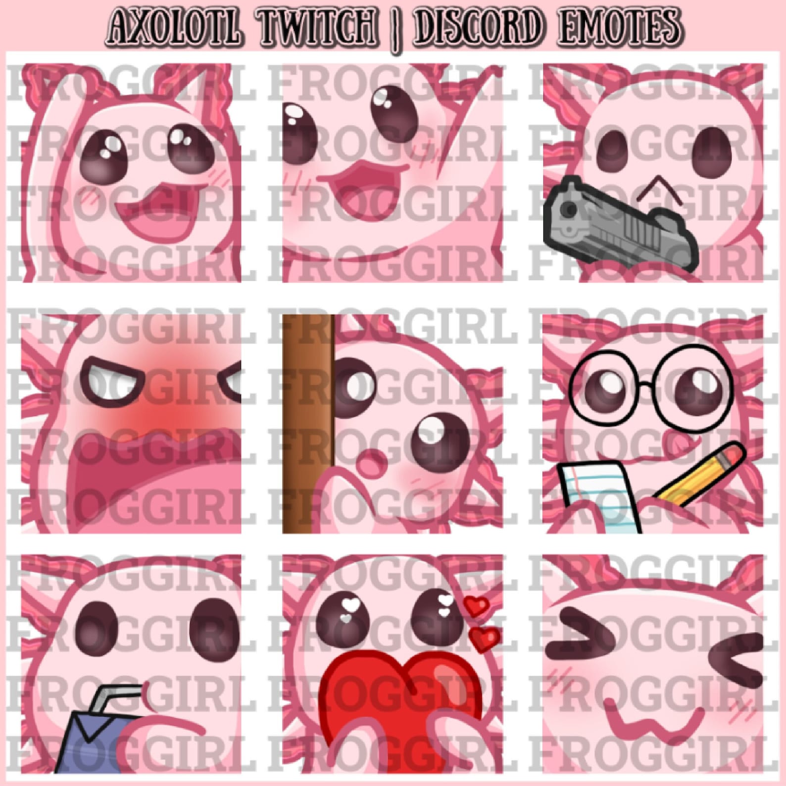 Axolotl Emotes | Cute Axolotl Emotes | Cute Twitch Emotes | Axolotl ...