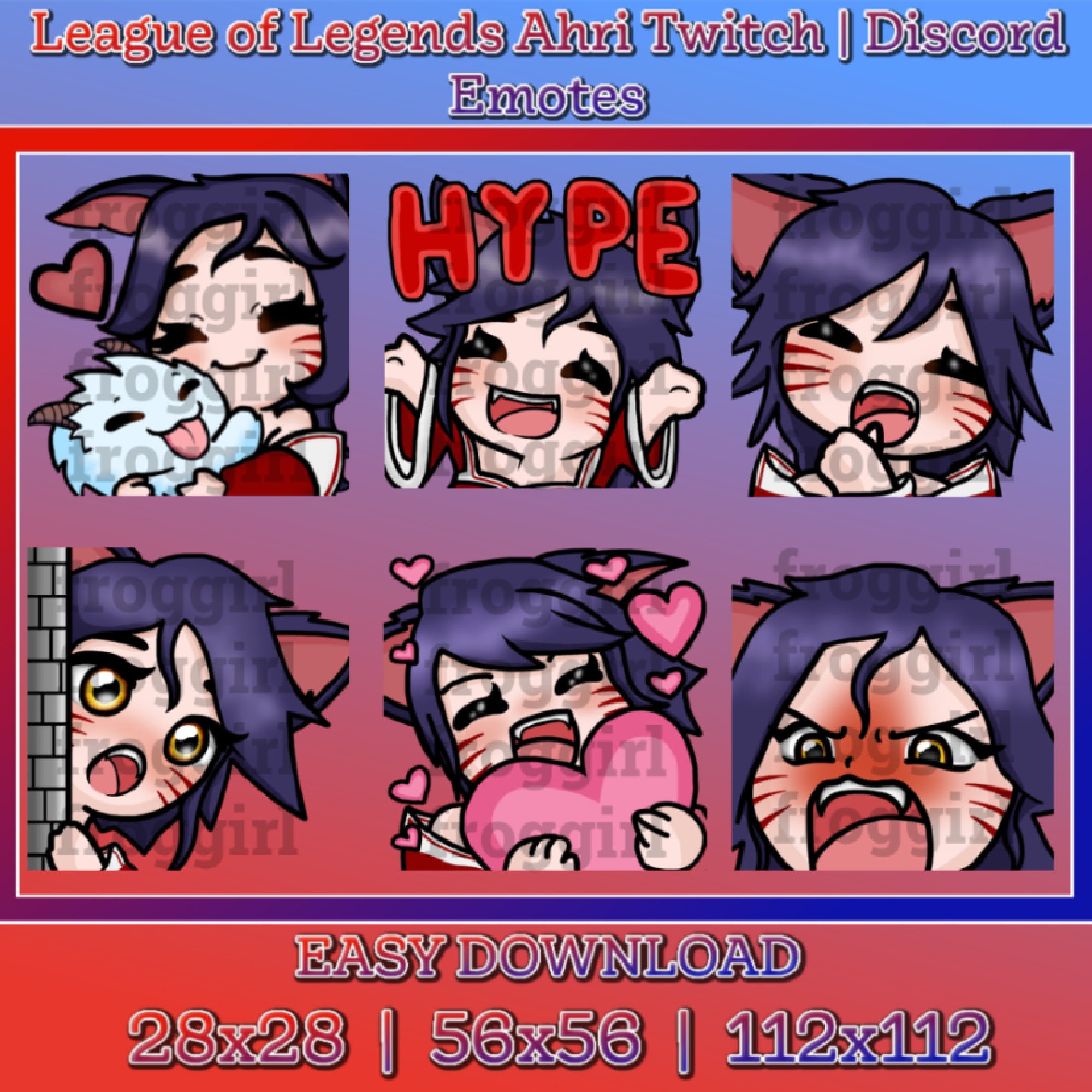 League of Legends Ahri Emotes Cute Ahri Twitch/discord - Etsy Ireland