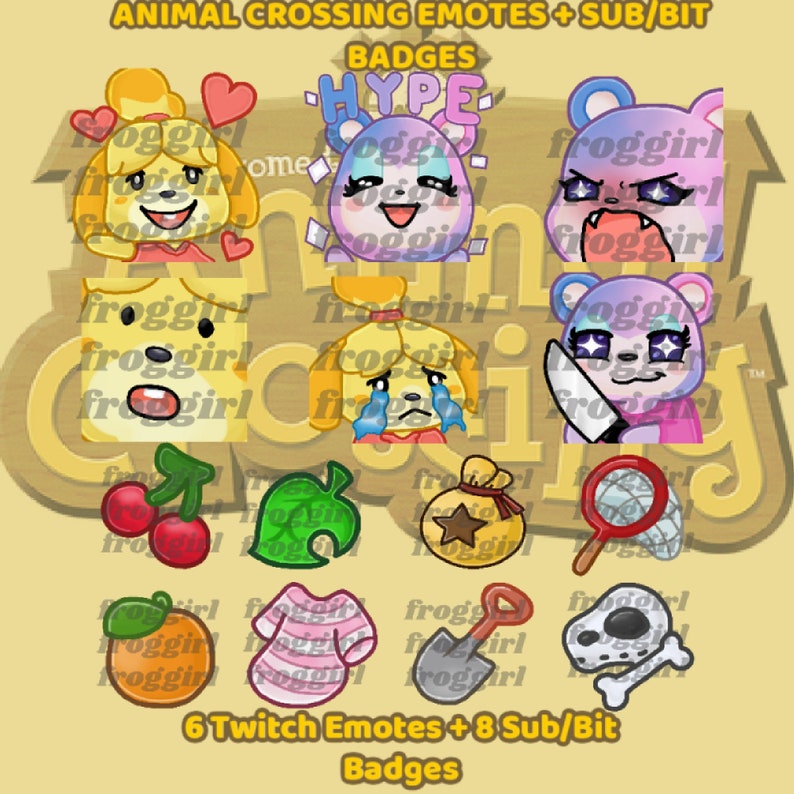 Cute Animal Crossing Twitch Emotes Badges / Isabelle Emote / - Etsy UK