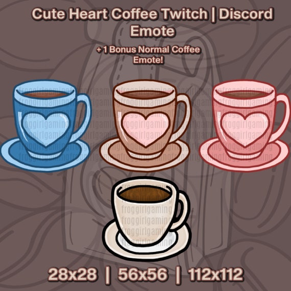 Cute Coffee Twitch/discord Emote Heart Coffee Emote Coffee - Etsy